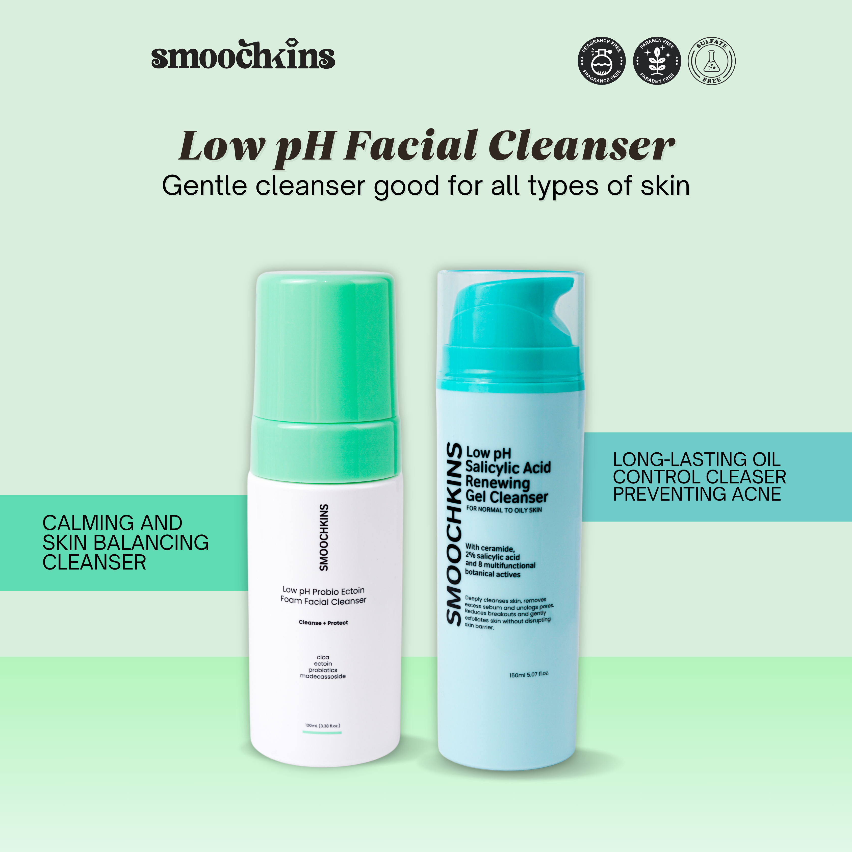 Smoochkins Low pH 2% Salicylic Acid Cleanser 150ml & Probio Ectoin Foa