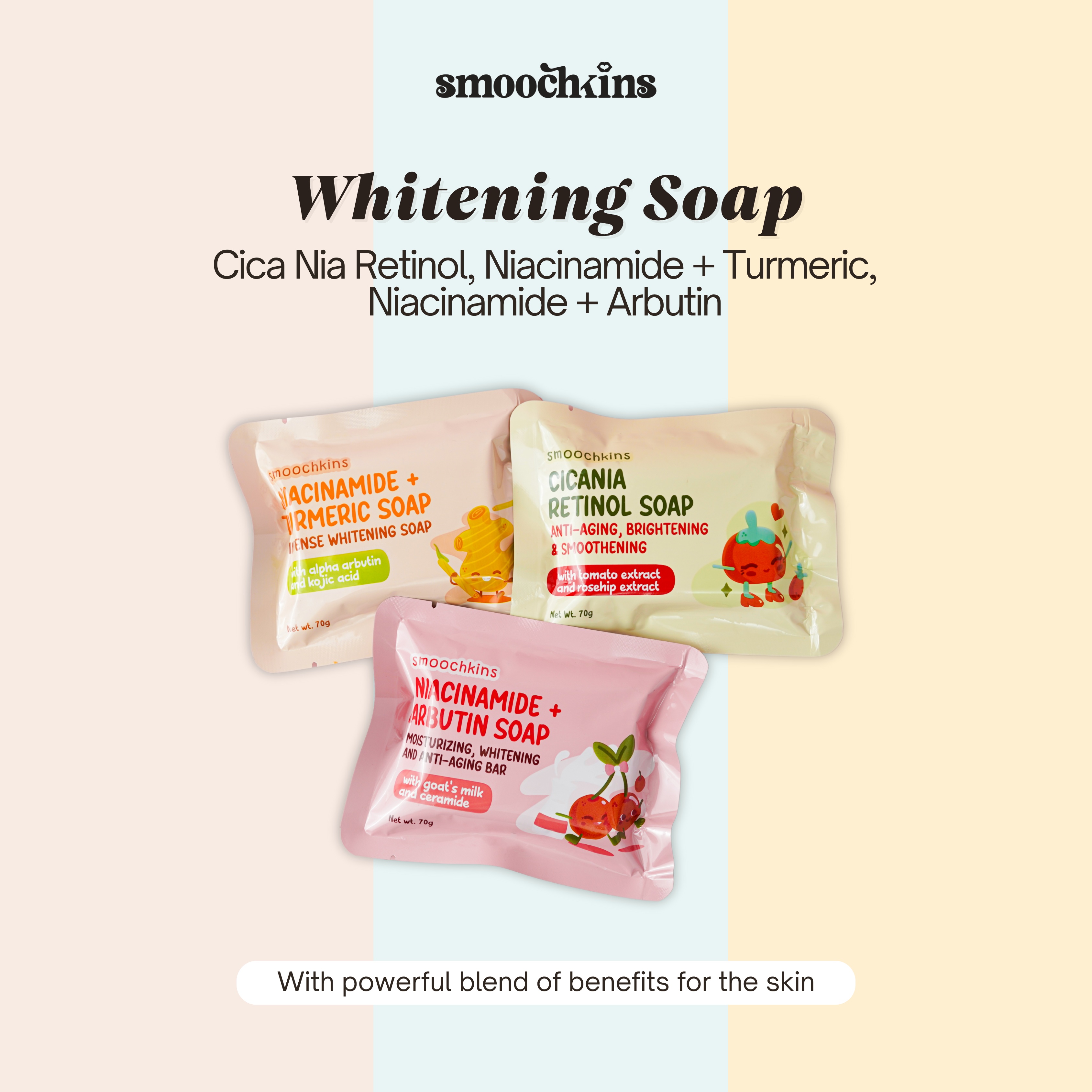 Smoochkins CicaNia Retinol Soap, Niacinamide + Turmeric Soap, Niacinam